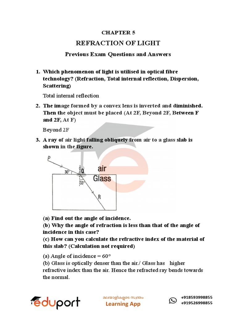 Refraction of Light | PDF | Refraction | Optics
