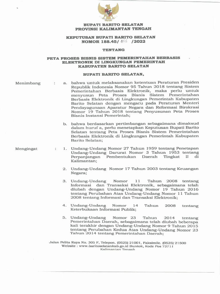 SK Peta Proses Bisnis Spbe Kab - Barsel | PDF