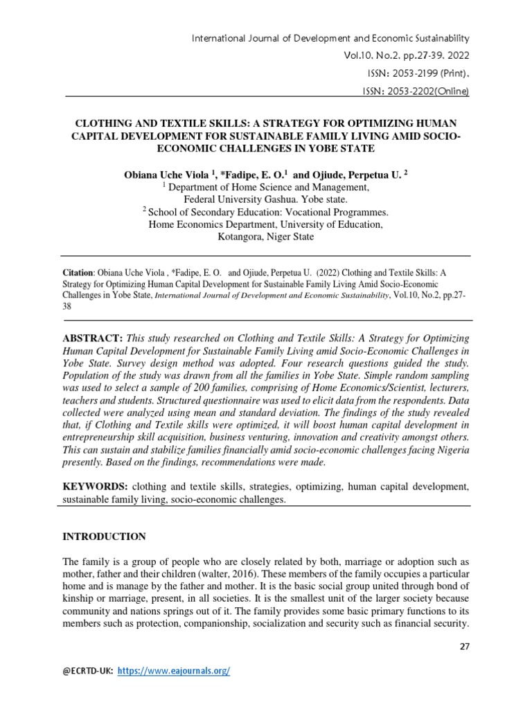 Clothing and Textile Skills | PDF | Capital (Economics) | Human Capital