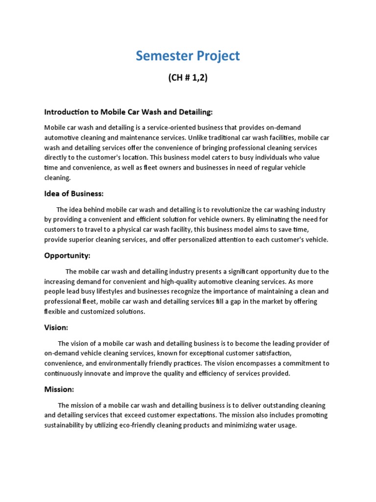 Mobile Car Wash & Detailing Project | PDF | Marketing | Car