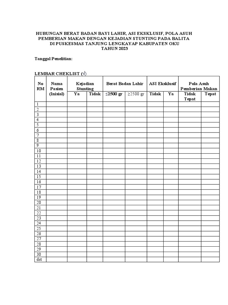 Lembar Cheklist Amel | PDF