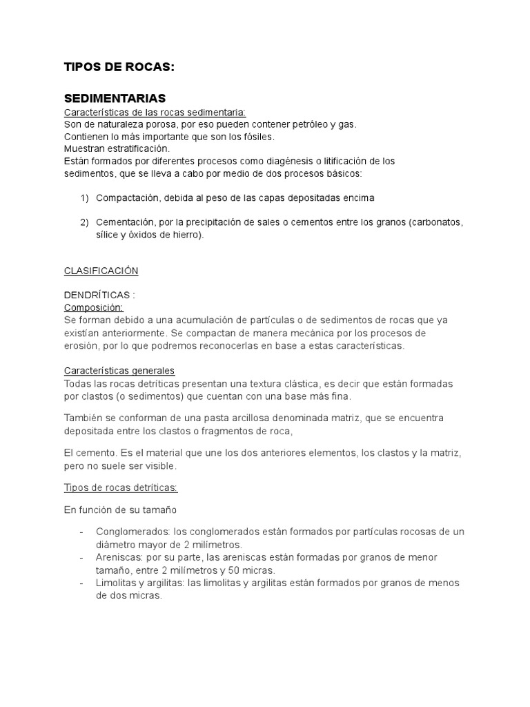 Tipos de Rocas, Clasificación, Usos y Extracción | PDF | Roca clástica ...