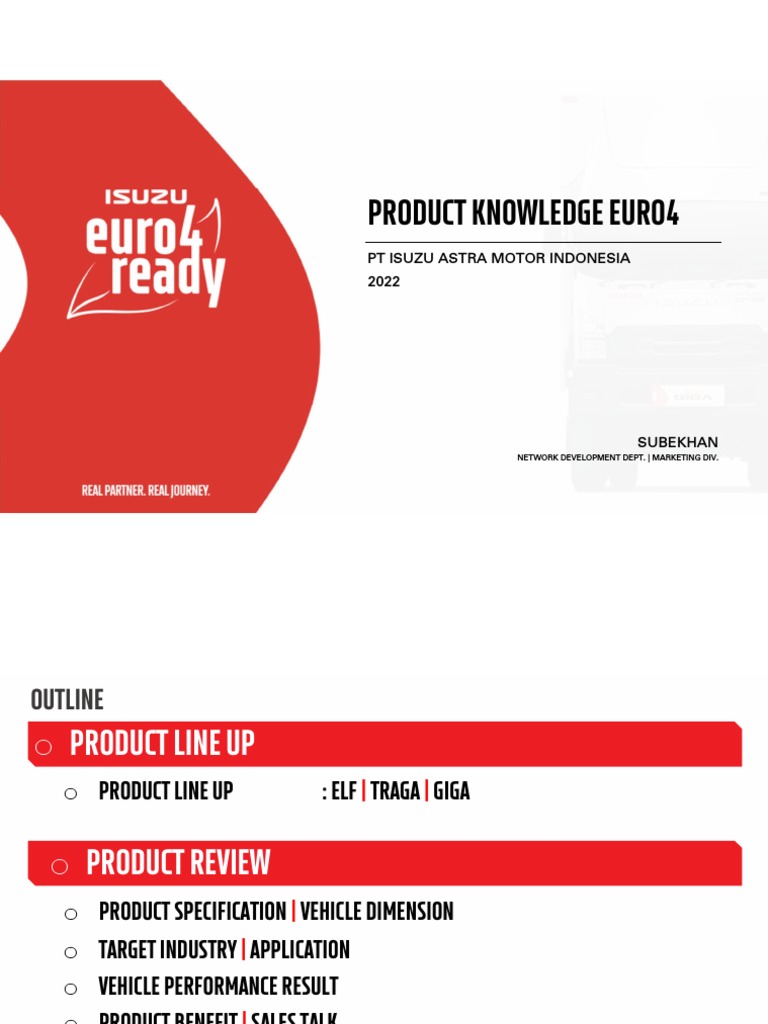 @02 Product Knowledge Isuzu Euro4 BMI Draft 2022-01-27 | PDF | Truck ...