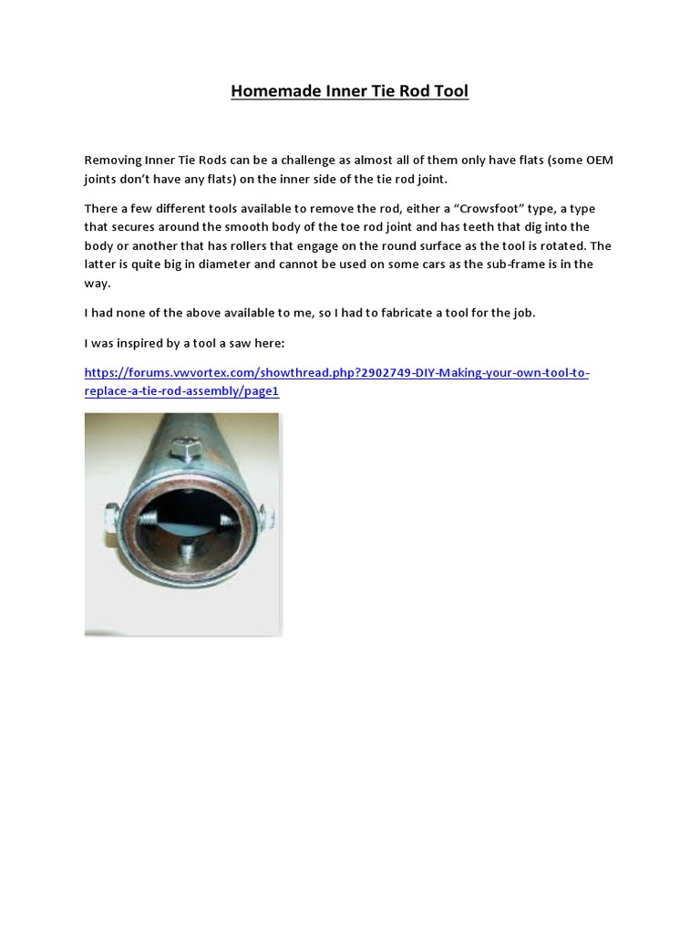 DIY Inner Tie Rod Removal Tool Guide | PDF | Home & Garden | Art