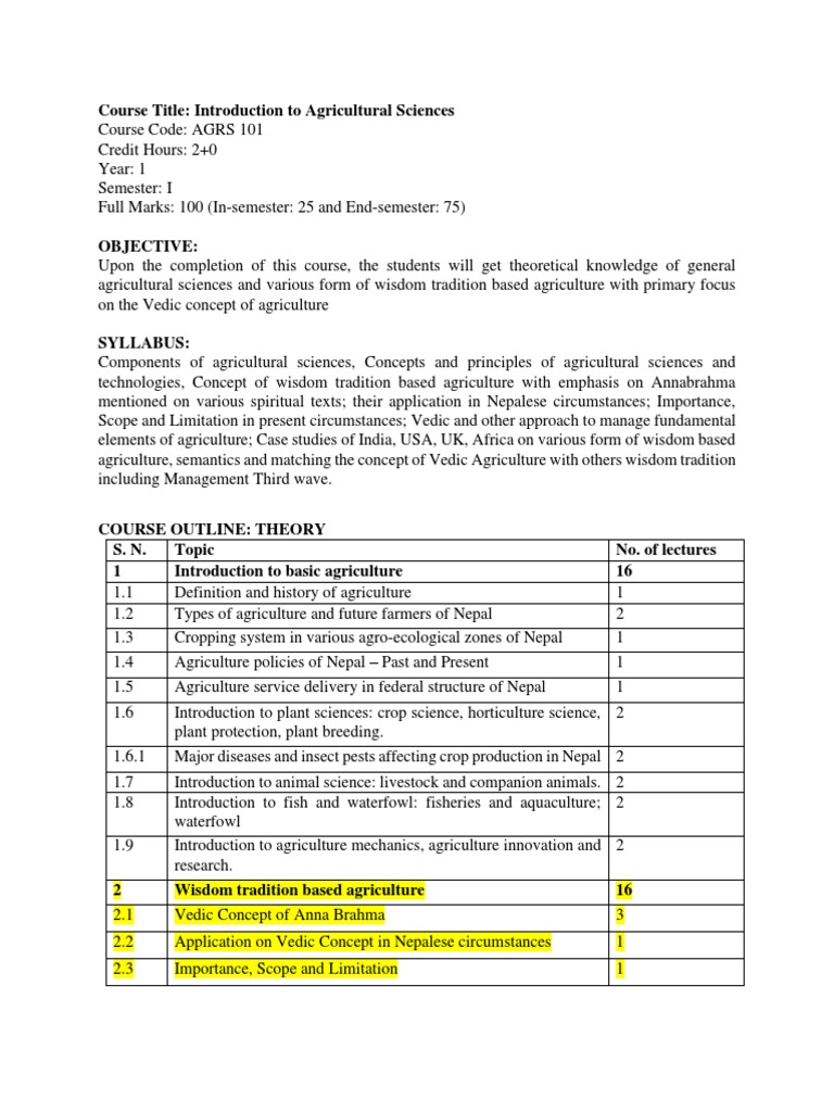 Introduction To Agricultural Sciences | PDF | Agriculture | Science