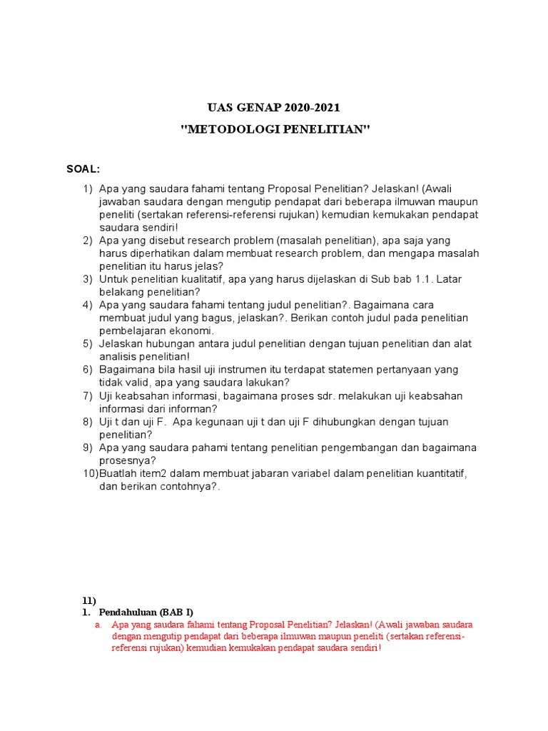UAS - Metodologi Penelitian 2021 | PDF