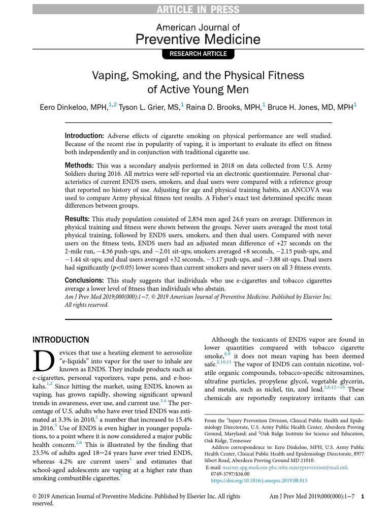 vaping smoking and phy fitness young men | PDF | Electronic Cigarette ...