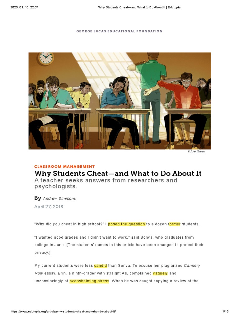 Why Students Cheat-And What To Do About It - Edutopia | Download Free ...