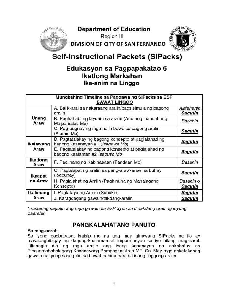 ESP6 Q3 Week6 SIPacks - CSFP | PDF