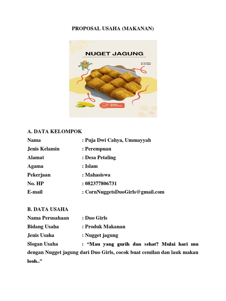 Proposal Usaha Makanan | PDF