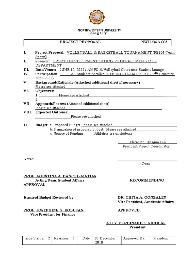 PROJECT PROPOSAL Culminating Activity June 10 | PDF | Sports | Psychology