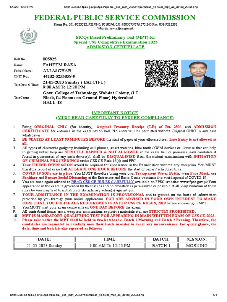 Css Special MPT Ac Detail 2023 | PDF