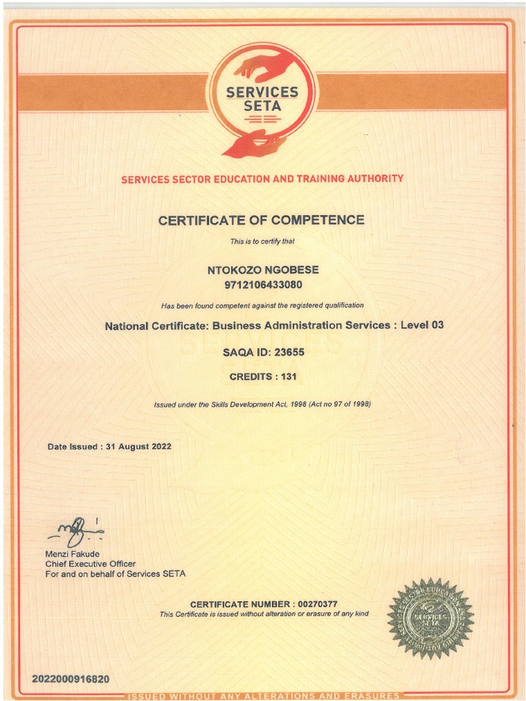 Business Administration 3 Certificate | PDF