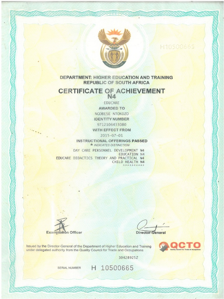 Educare N4 Certificate | PDF