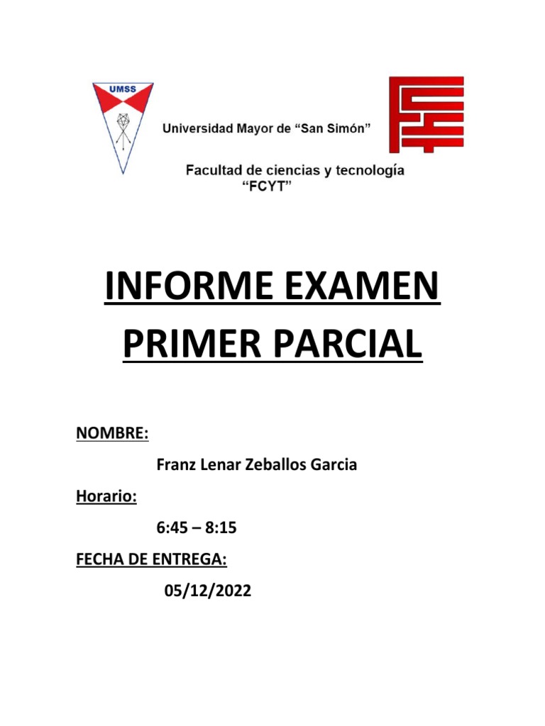 Informe Examen Primer Parcial | PDF
