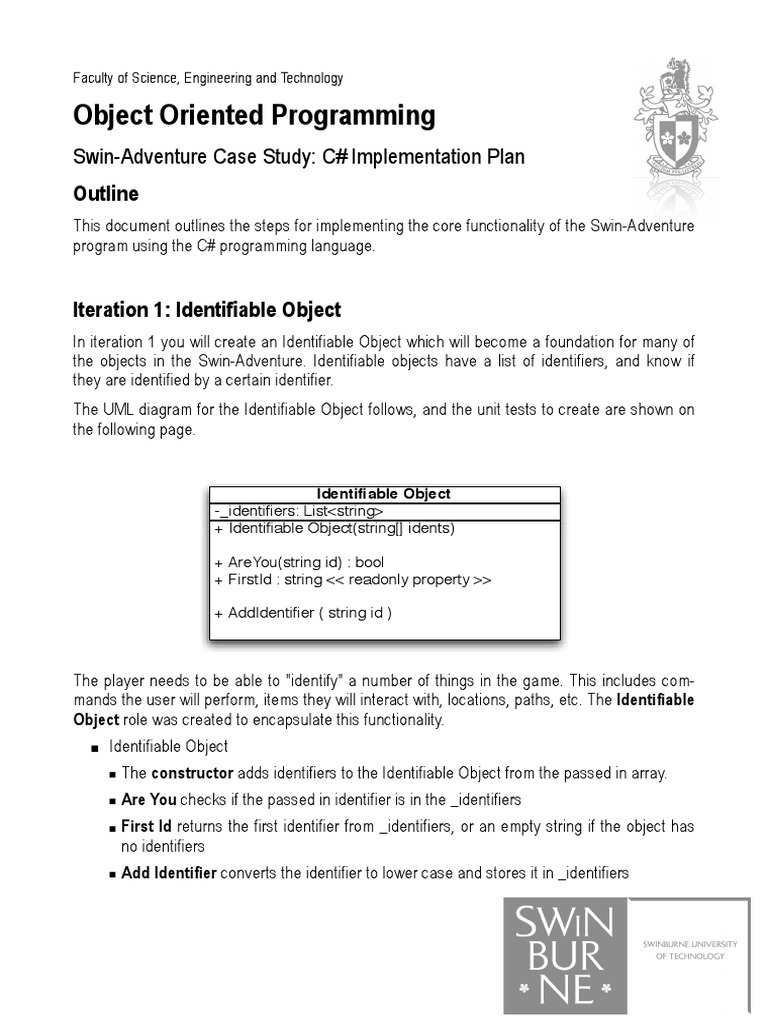 Swin-Adventure C# Implementation Plan | PDF | Class (Computer ... Swin-Adventure C# Implementation Plan | PDF | Class (Computer ...