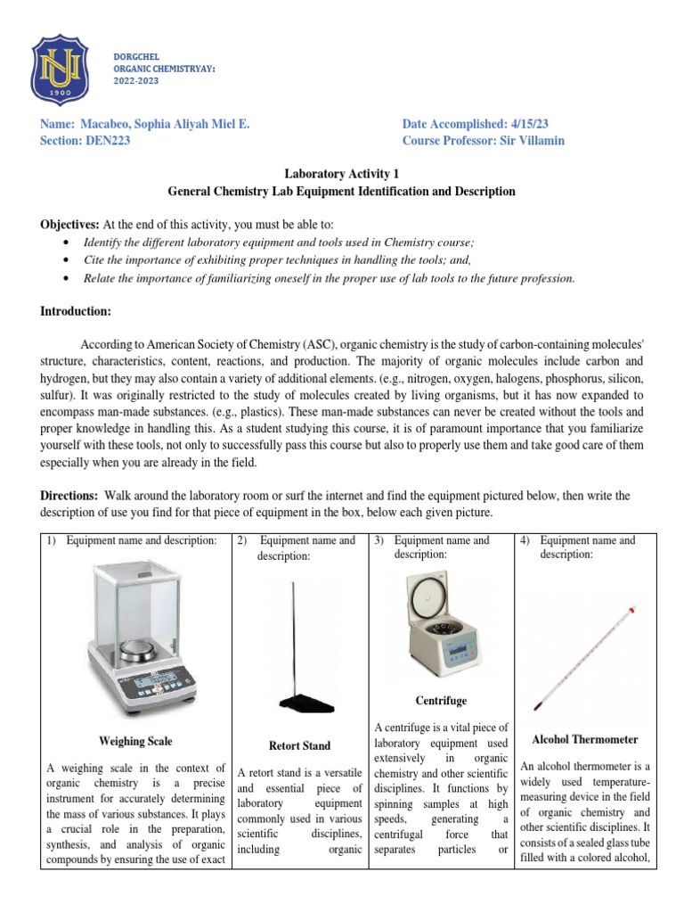 Organic Chemistry Lab Equipment Guide | PDF | Titration | Chemistry