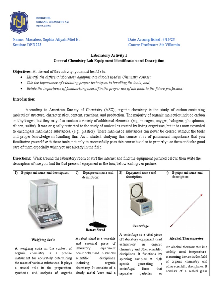 Laboratory Activity 1 - Lab Tools and Equipment Identification | PDF ...