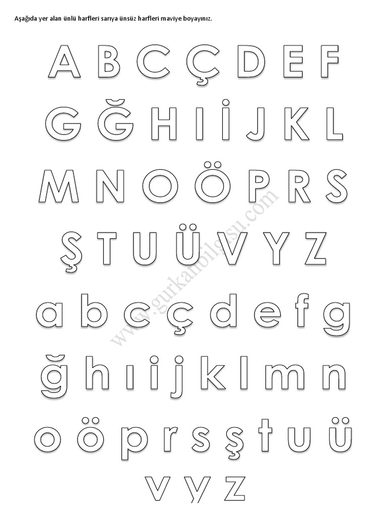 Alfabe Ünlü-Ünsüz Harfler Boyama Çalışması | PDF
