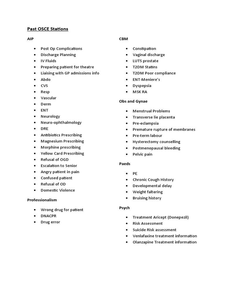 Possible OSCE Stations | PDF