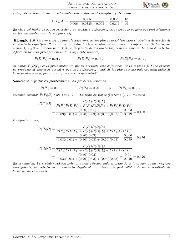 Ejercicio (Regla de Bayes) | PDF | Probabilidades y estadísticas | Matemáticas