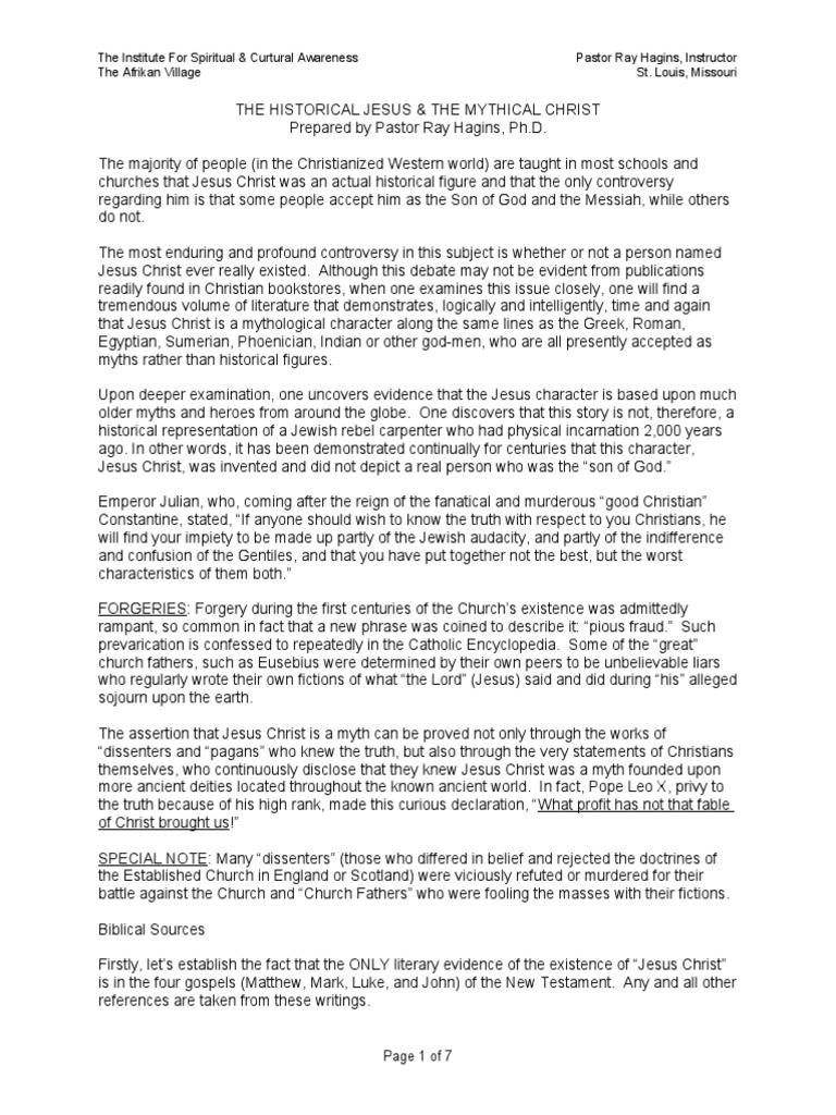 Jesus: Myth vs. History Debate | PDF | Jesus | Resurrection Of Jesus