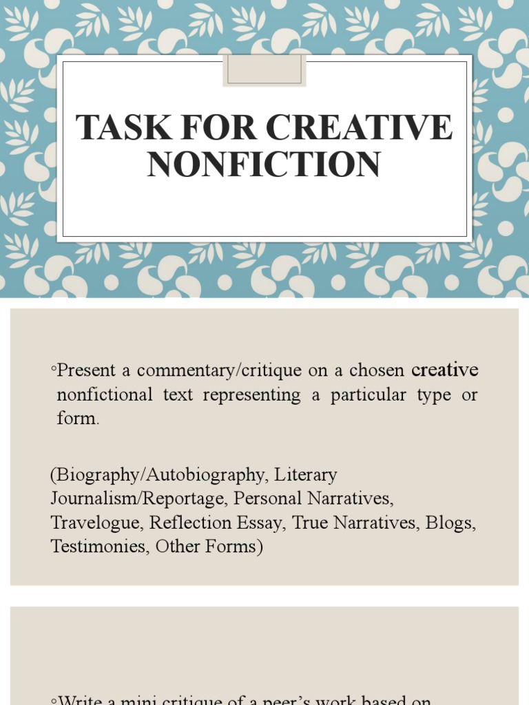 Creative Nonfiction Critique Guidelines | PDF