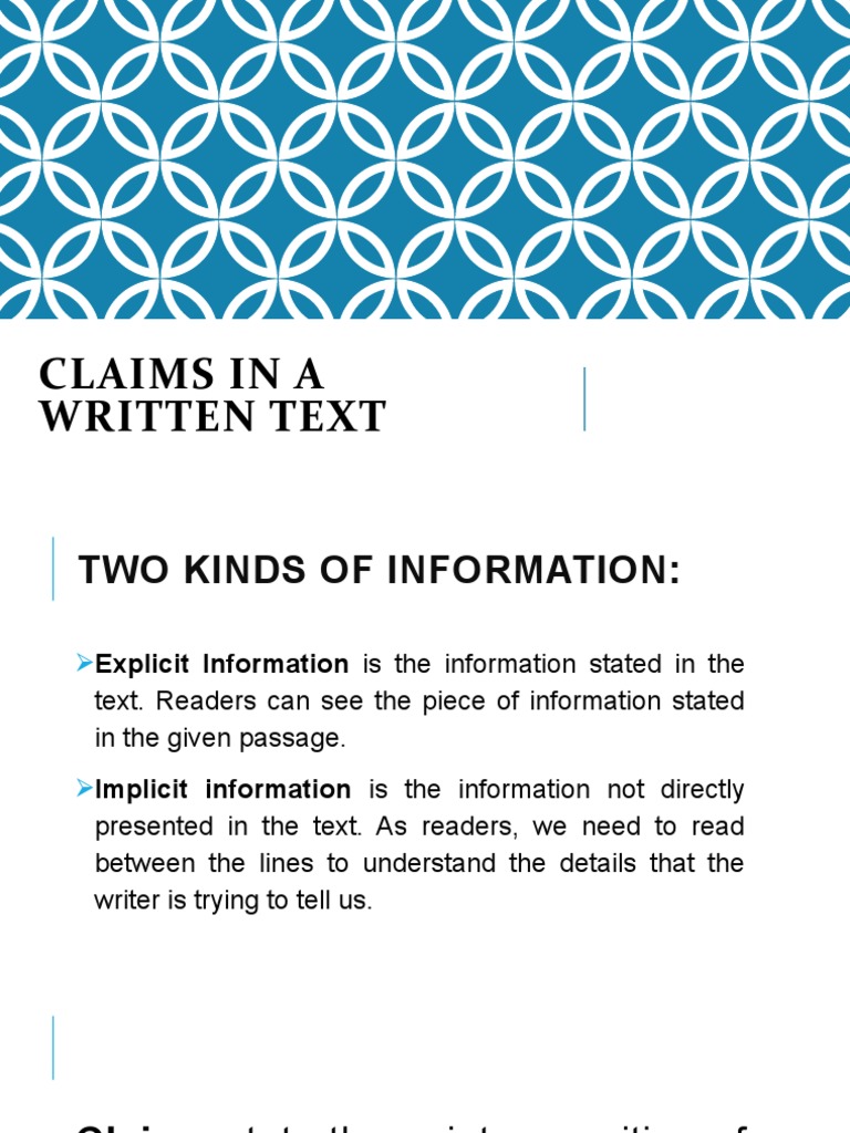 Understanding Claims in Written Text | PDF | Information | Cognition