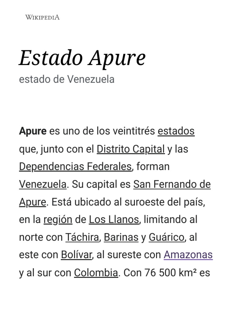 Estado Apure - Wikipedia, La Enciclopedia Libre | PDF | Ciencias de la ...