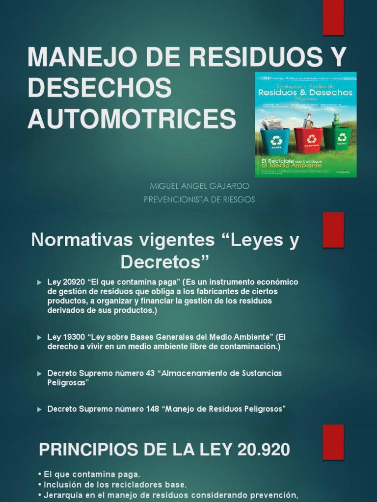 Manejo de Residuos Peligrosos y Desechos Automotrices | PDF | Residuos | Reciclaje