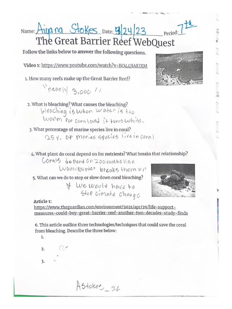 The Great Barrier Reef WebQuest | PDF