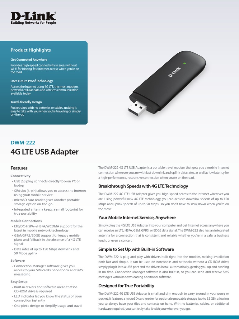 DWM-222 4G LTE USB Adapter Review | PDF | 4 G | High Speed Packet Access
