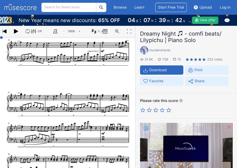 Dreamy Night - Comfi Beats Lilypichu Piano Solo Sheet Music For Piano (Solo) Musescore - Com 2 | PDF