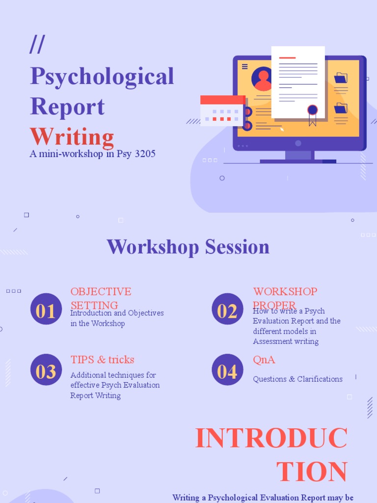 Psychological Report Writing Workshop | PDF | Psychology | Evaluation