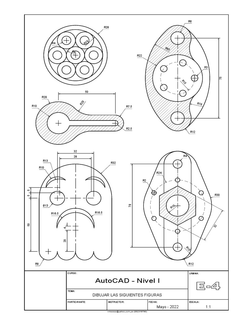 Autocad - Nivel I: Dibujar Las Siguientes Figuras | PDF