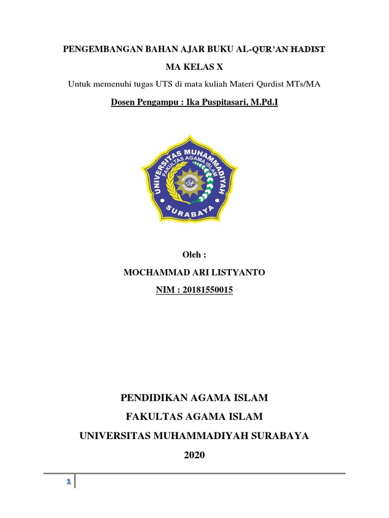 Bahan Ajar Buku Qurdis Ma Kelas X | PDF
