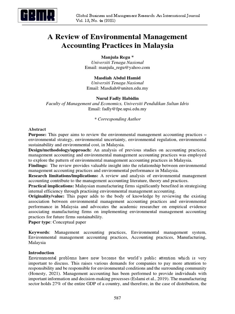 A Review of Environmental Management Accounting | PDF | Sustainability ...