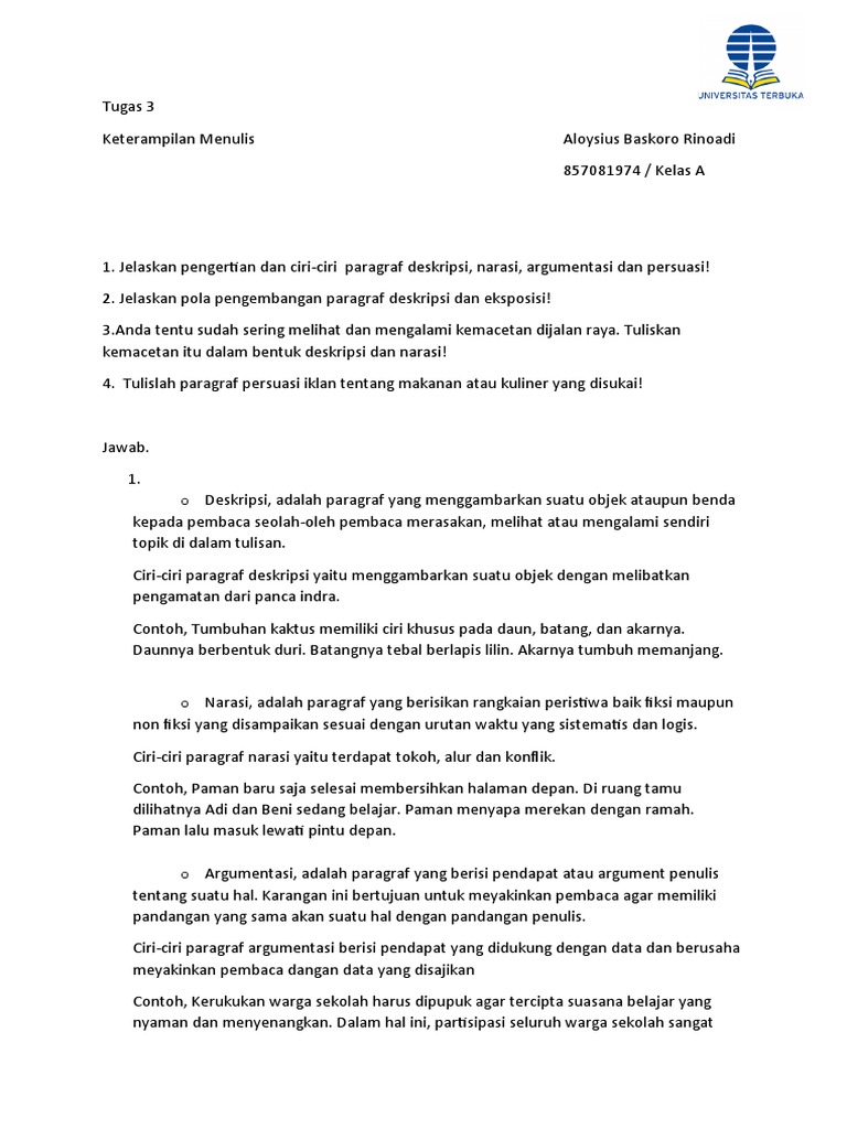 Tugas 3 Keterampilan Menulis | PDF