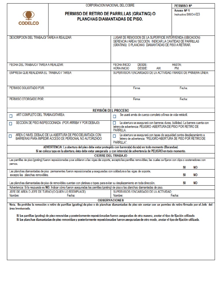 Permiso Retiro de Grating | PDF