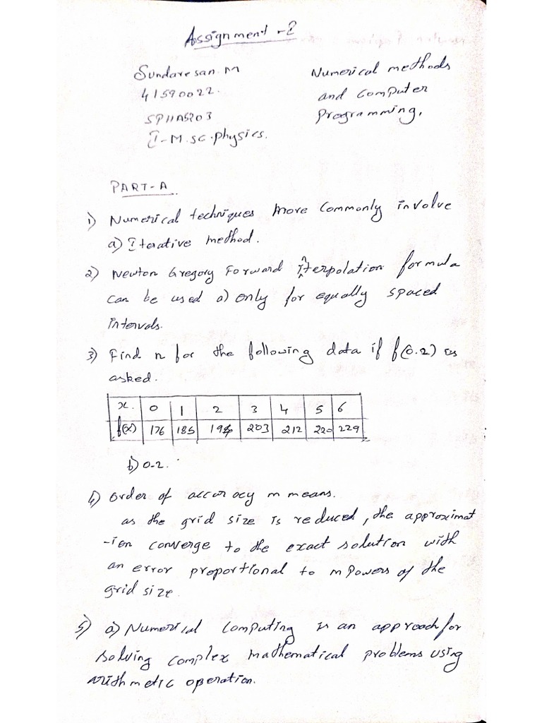 Numerical Methods Assignment-1 | PDF