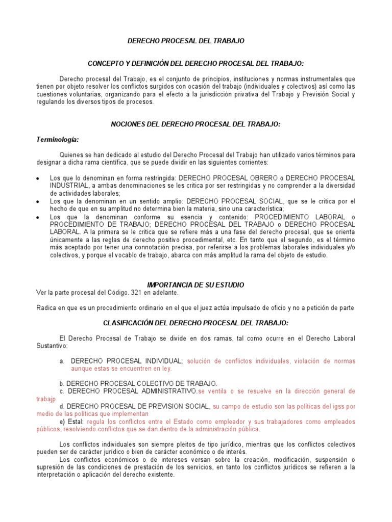 Derecho Procesal Del Trabajo | PDF | Ley procesal | Fuentes del derecho