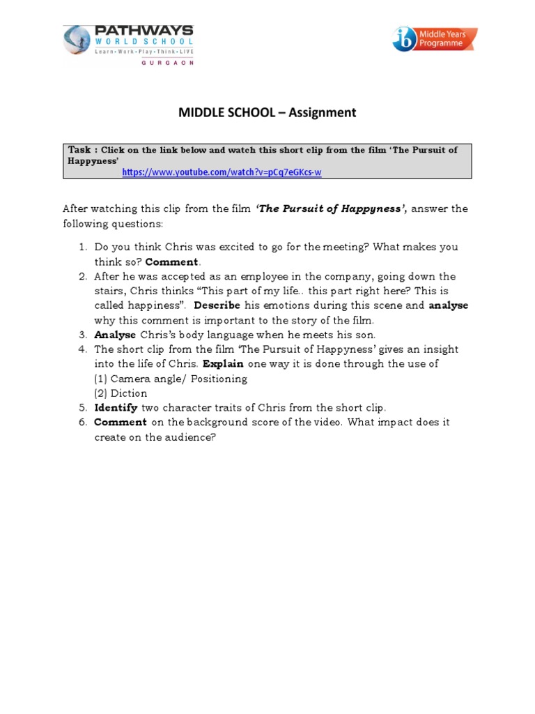 Worksheet - The Pursuit of Happyness | PDF