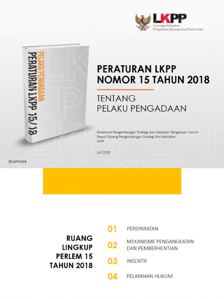 Paparan Peraturan LKPP No 15 THN 2018 - Pelaku Pengadaan | PDF