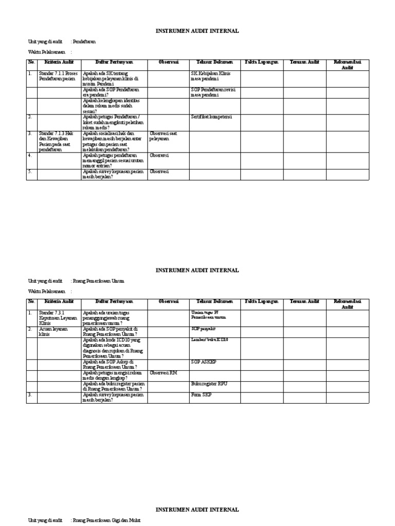 Instrumen Audit Internal Ukp | PDF