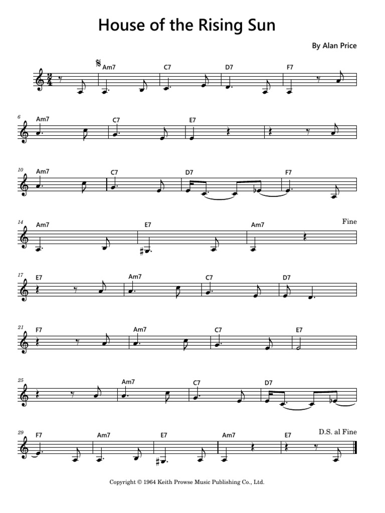 House of The Rising Sun Lead Sheet | PDF