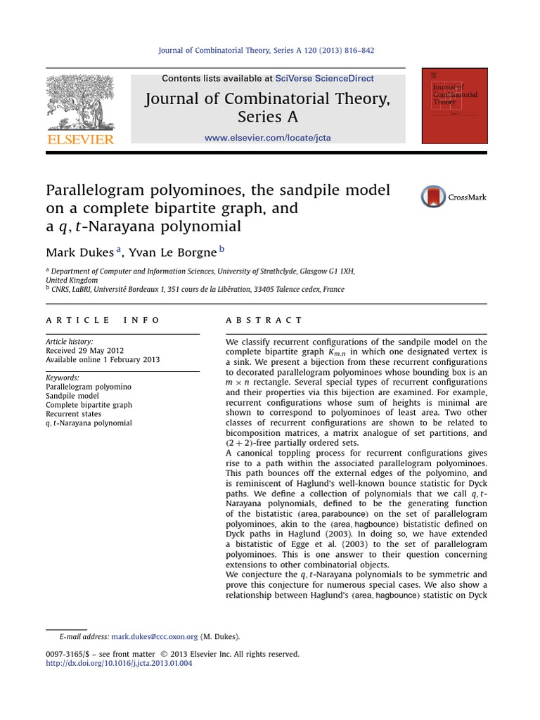Journal Of Combinatorial Theory Series A T Narayana Polynomial