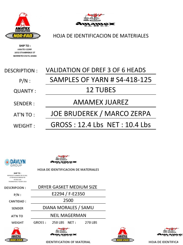 Hoja de Identificacion de Materiales 2017 | PDF | Unidades de medida