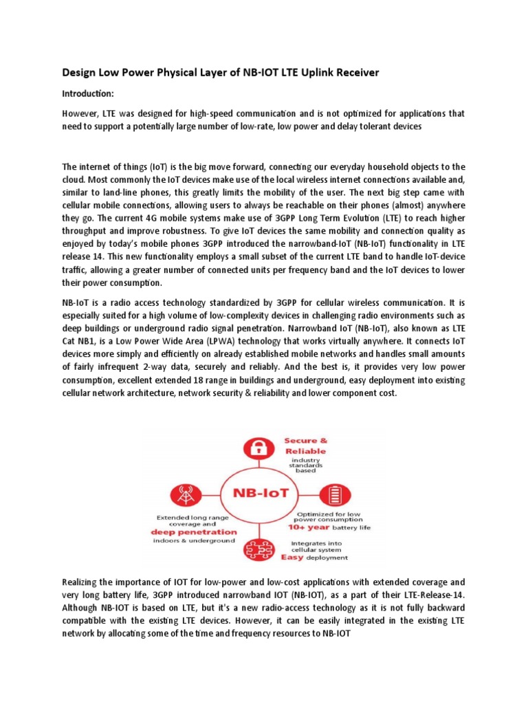 Design Low Power Physical Layer of NB-IOT LTE Uplink Receiver | PDF | Channel Access Method ...