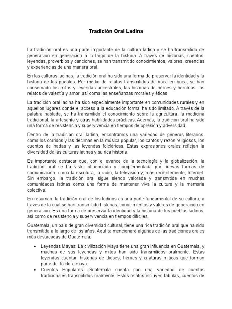 Tradicion Oral y Situacion Actual | PDF | Tradición oral | Tradiciones