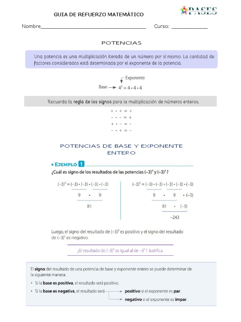 Guia Potencias Primero Medio C | PDF | Negocios | Informática